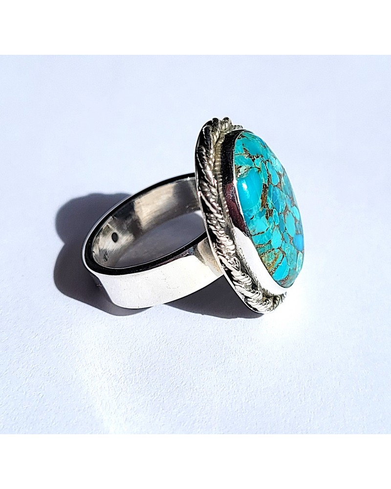 bijoux bague turquoise et argent femme amerindien pierre
