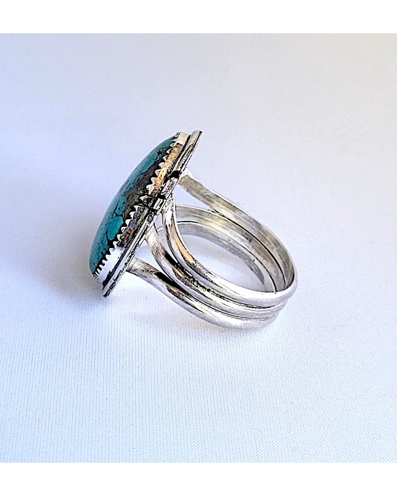bague ovale turquoise artisanat argent bijoux amerindien femme homme ...