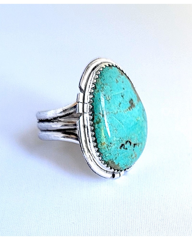 bague ovale turquoise artisanat argent bijoux amerindien femme homme ...