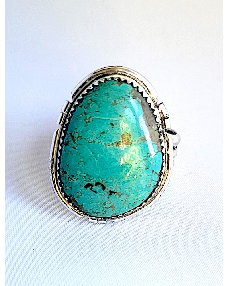 bague ovale turquoise artisanat argent bijoux amerindien femme homme ...