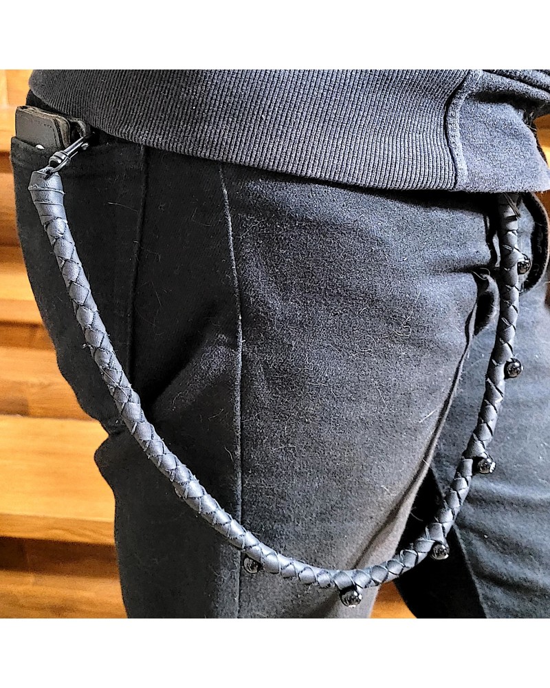 Lacet portefeuille ou porte clé en cuir noir