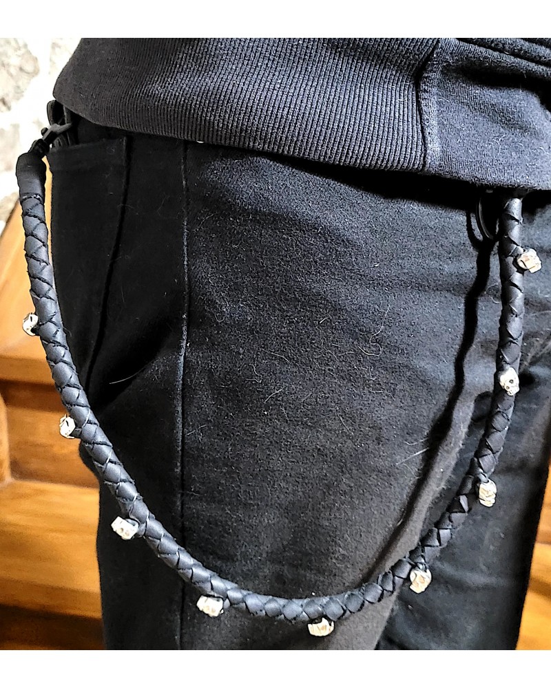 Lacet portefeuille ou porte clés en cuir noir